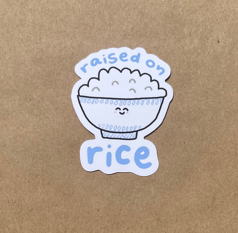 Raised on Rice Vinyl Sticker, Asian American AAPI Food Decal - Etsy