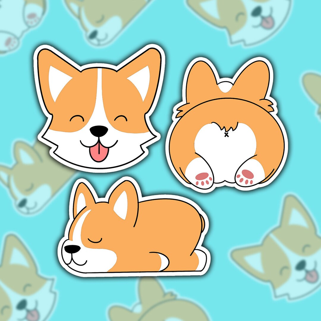 Pembroke Welsh Corgi | Red Tan | 3 Sticker Bundle | Cute | Sleep ...
