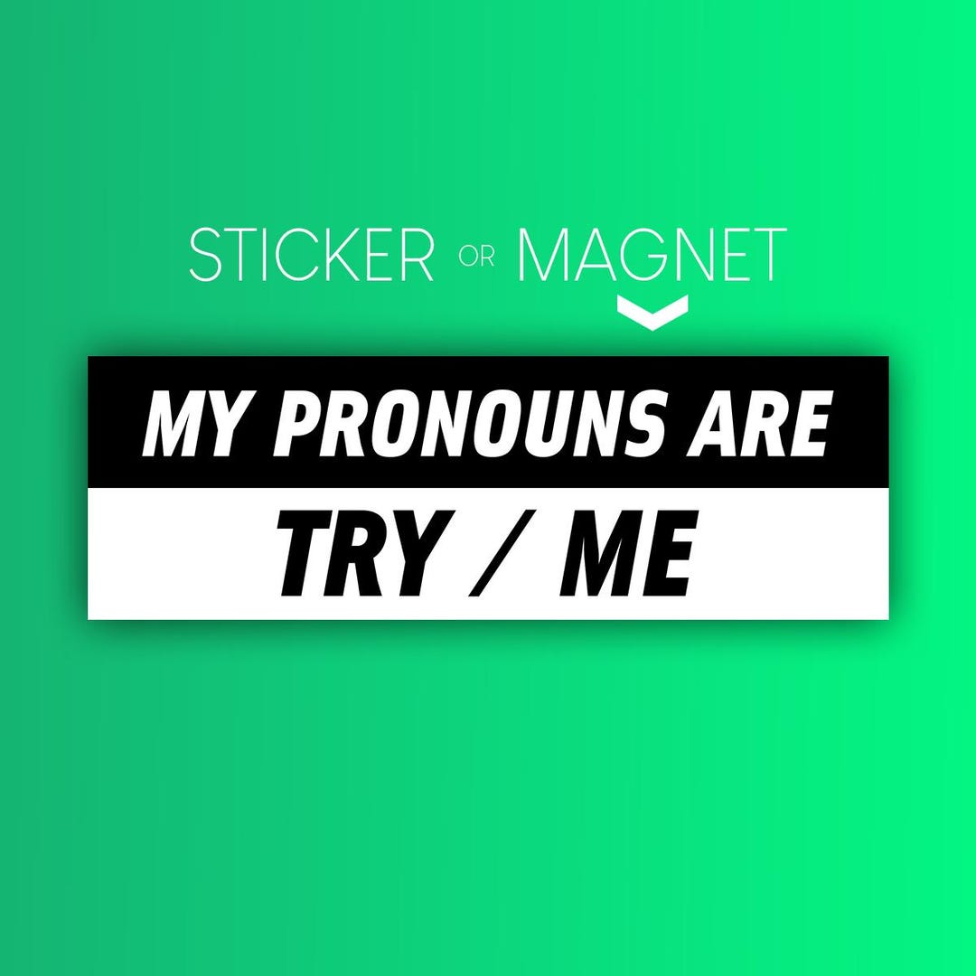Car Magnet Bumper Sticker My Pronouns Are Try/me Funny Car Decal - Etsy