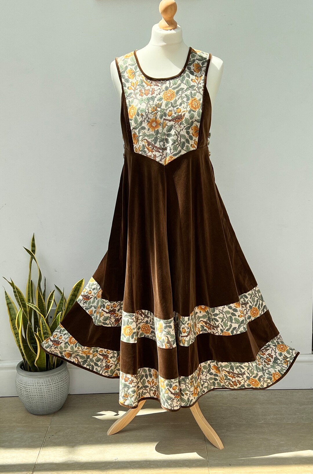 Annabelinda Classic Velvet Pinafore With Liberty Bodice Insert. - Etsy