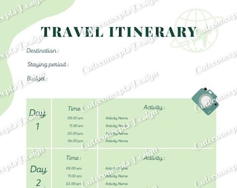 Travel Planner Templates Travel Itinerary Journal Digital Travel ...