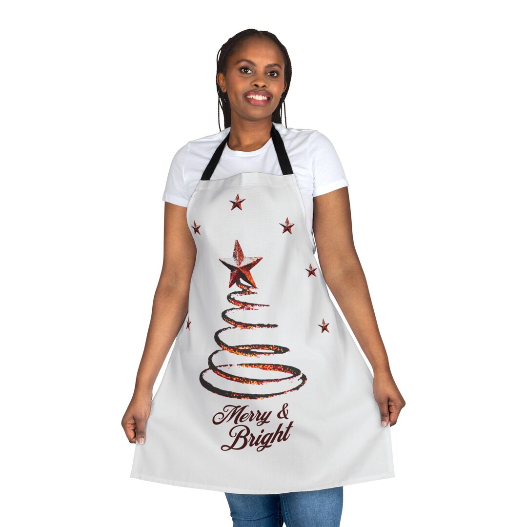 Merry & Bright Spiral Christmas Tree Apron Holiday Design - Etsy