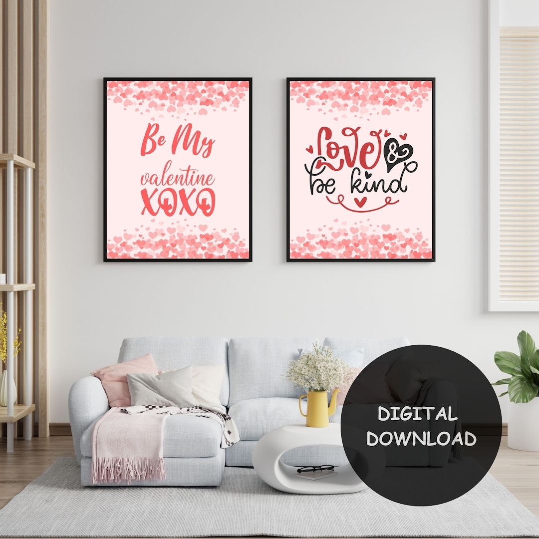 Valentine Wall Art Set of 4 Wall Art Love Art Xoxo Print Heart Print ...