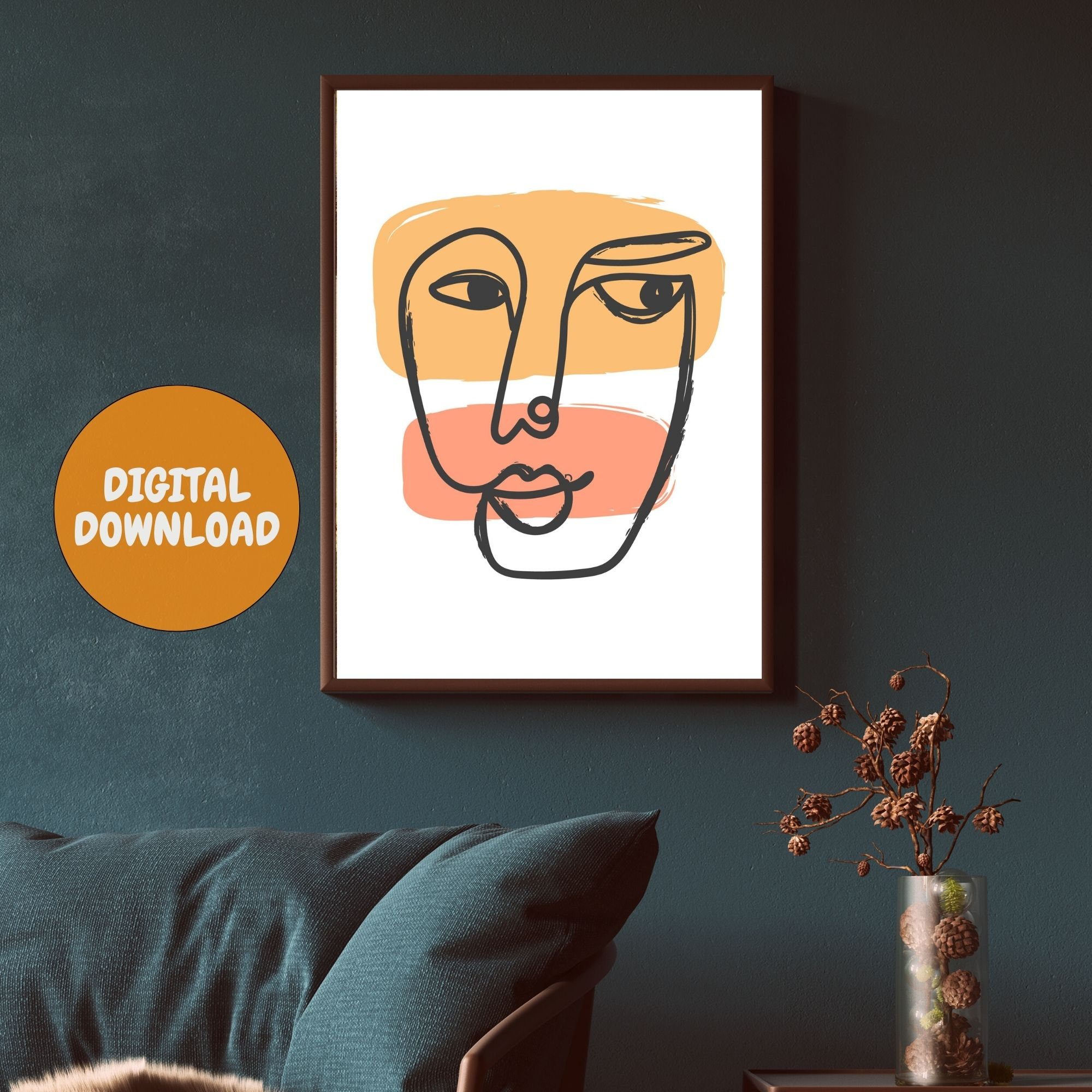 Abstract Face Line Art Printable Abstract Face Print - Etsy