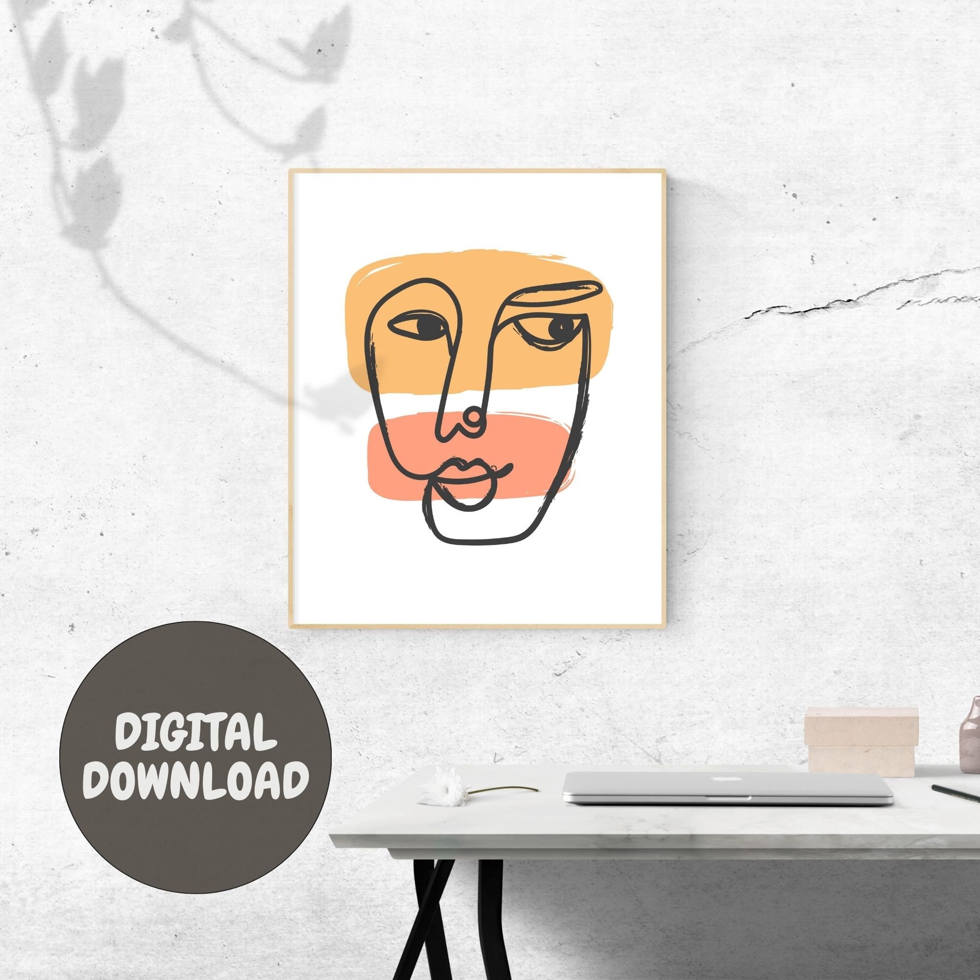 Abstract Face Line Art Printable Abstract Face Print Printable Wall