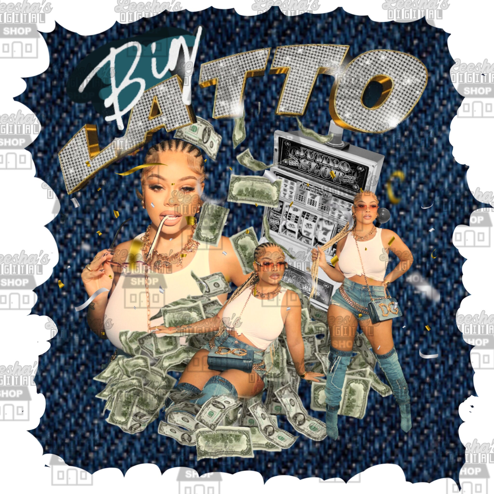 Big Latto, Blue Jeans, Rapper Tee, PNG, Digital Art, Printable Download ...