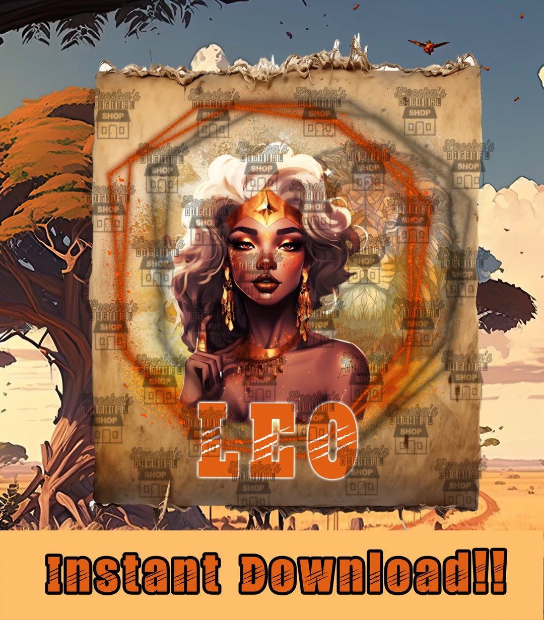Zodiac Scroll Series: Leo, Fierce Lioness, Instant Download, Png File ...
