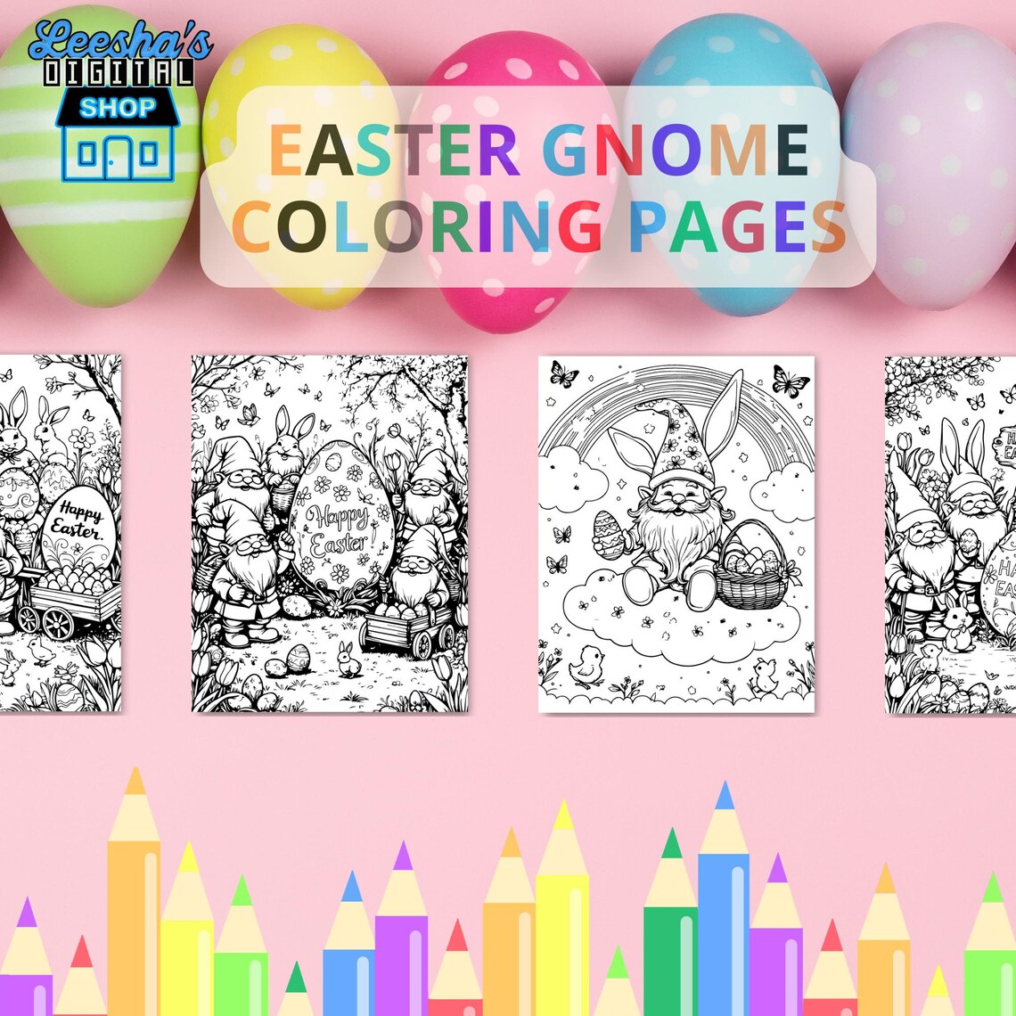 Easter Gnome Coloring Pages | Printable PDF | Instant Download - Etsy