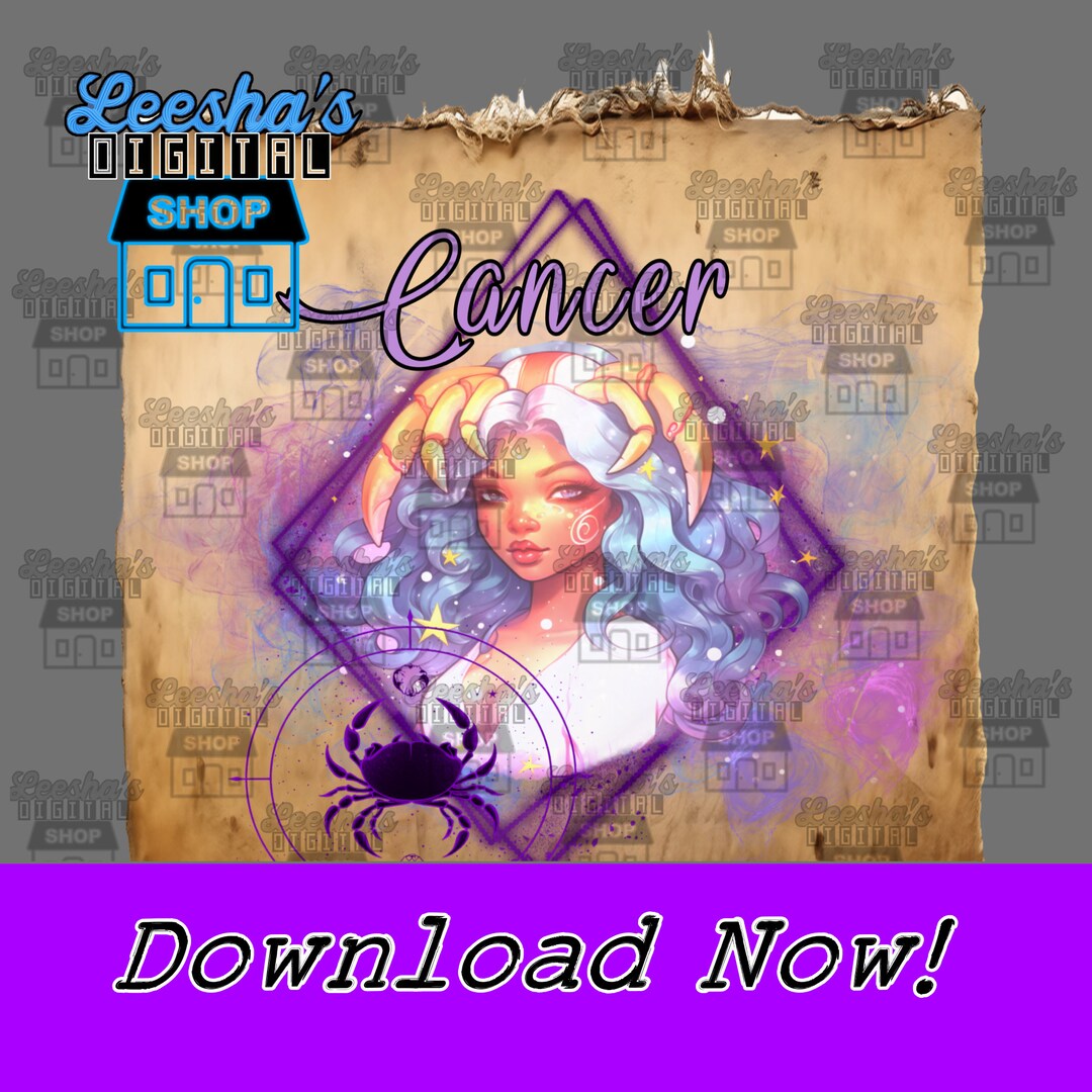 Zodiac Scroll Series: Cancer, Instant Download, Png File, Horoscope ...
