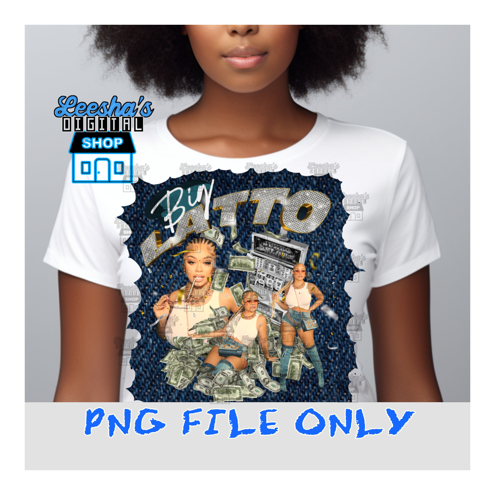 Big Latto, Blue Jeans, Rapper Tee, PNG, Digital Art, Printable Download ...