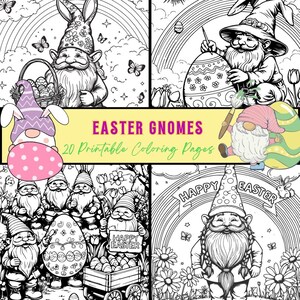 Easter Gnome Coloring Pages | Printable PDF | Instant Download - Etsy