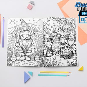 Easter Gnome Coloring Pages | Printable PDF | Instant Download - Etsy