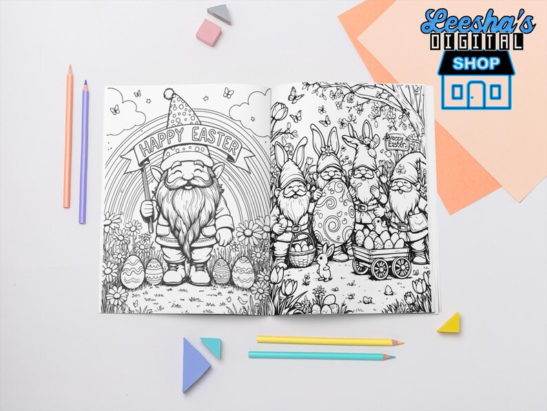 Easter Gnome Coloring Pages | Printable PDF | Instant Download - Etsy