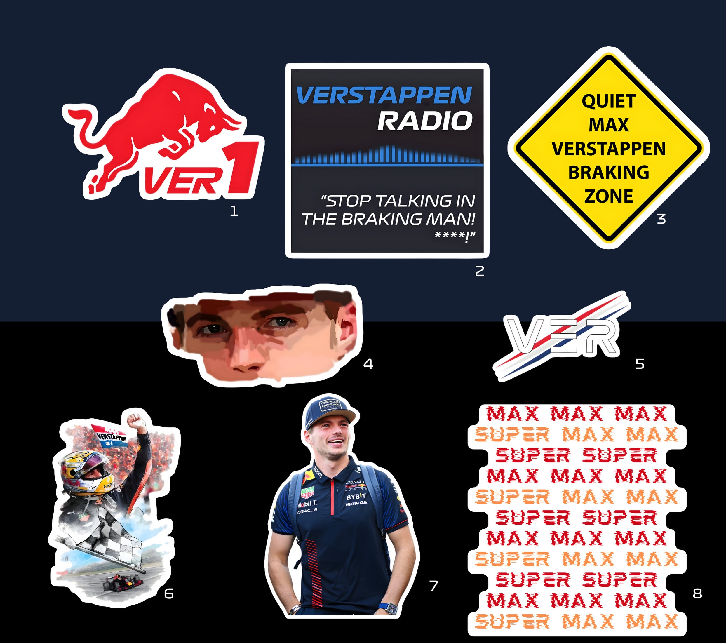 Verstappen's Eyes Max Verstappen Sticker Pack 23 Types Durable and ...