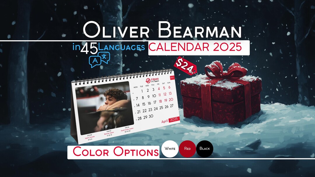 2025 F1 Calendar for Oliver Bearman Fans Available in 45 Languages New ...
