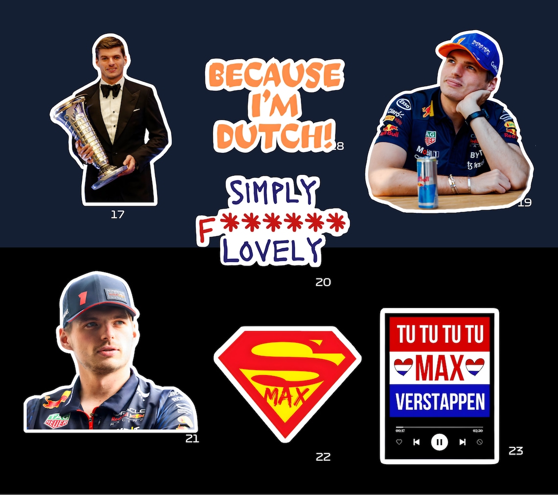Verstappen's Eyes Max Verstappen Sticker Pack 23 Types Durable and ...