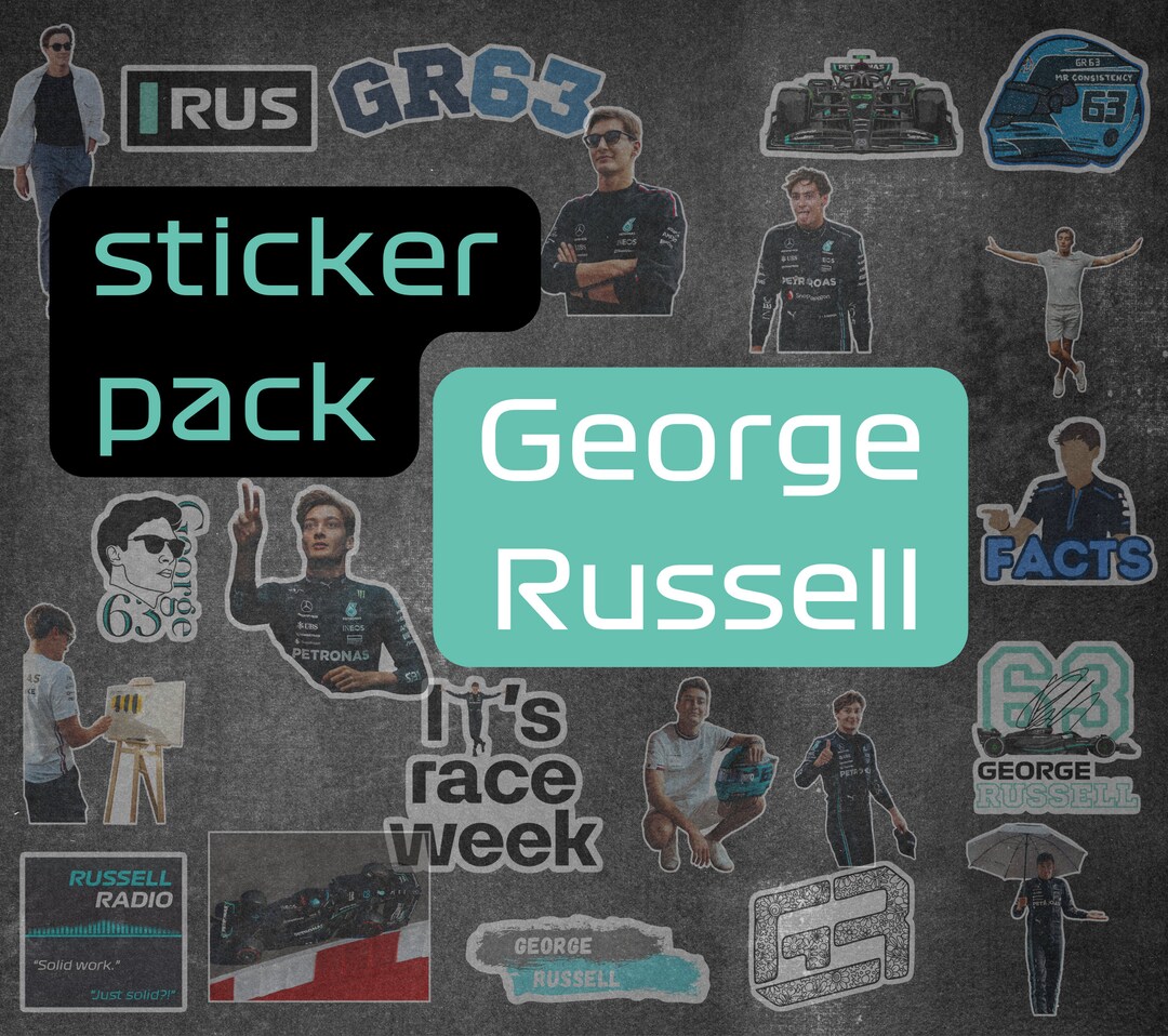 George Russell Sticker Pack 21 Types Durable and Reusable F1 Sticker ...