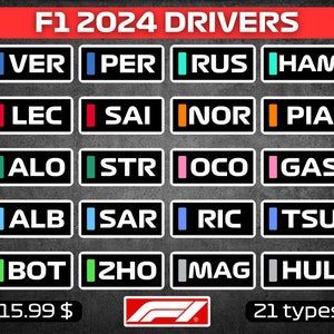 F1 2024 Driver Stickers F1 Logo 21 Types All Drivers F1 2024 Season ...
