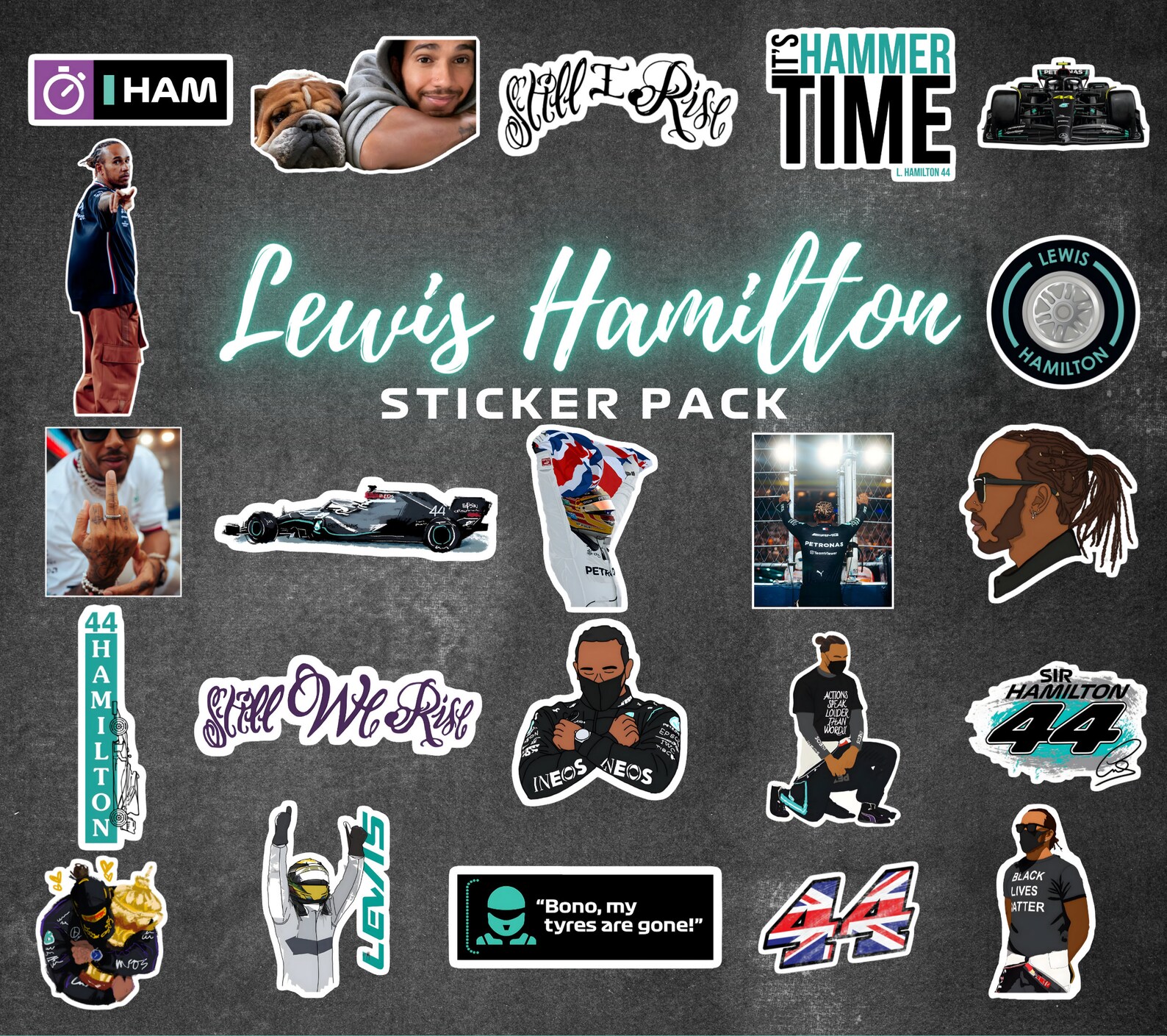 Wakanda X10 Lewis Hamilton Sticker Pack 22 Types Durable and Reusable ...
