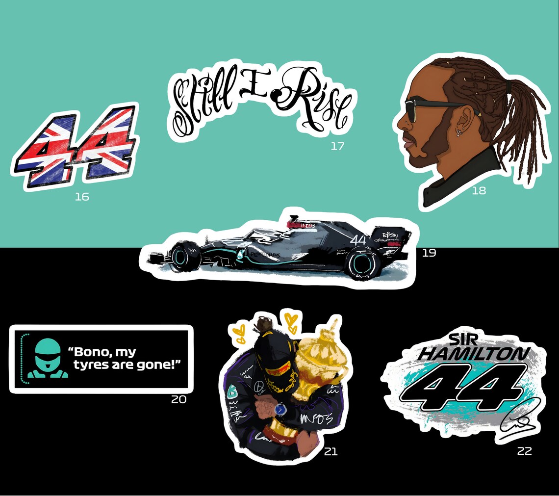 Wakanda X10 Lewis Hamilton Sticker Pack 22 Types Durable and Reusable ...