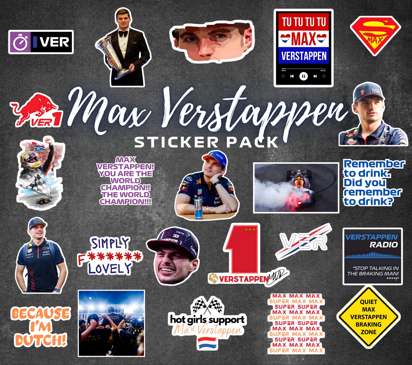 Verstappen's Eyes Max Verstappen Sticker Pack 23 Types Durable and ...