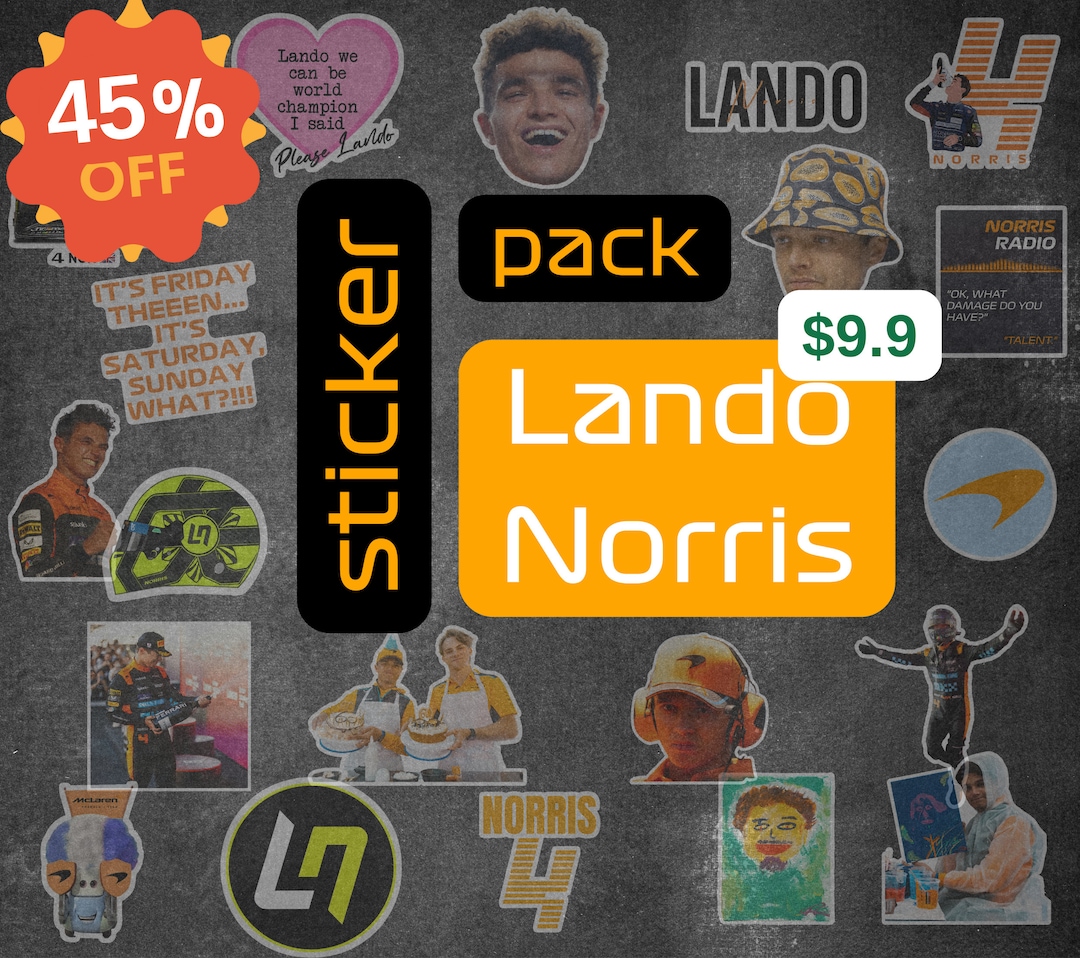 Lando Norris Sticker Pack 21 Types Durable and Reusable F1 Sticker Set ...