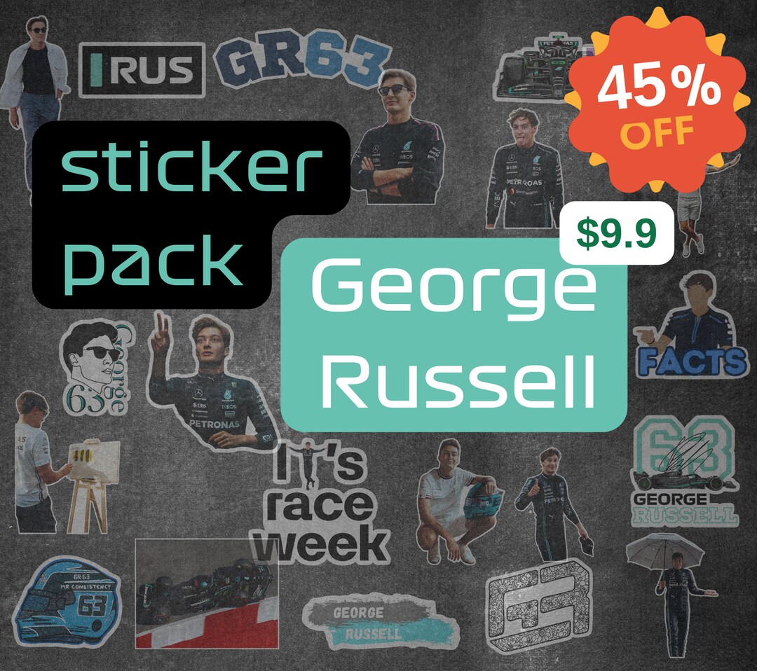 George Russell Sticker Pack 20 Types Durable and Reusable F1 Sticker ...