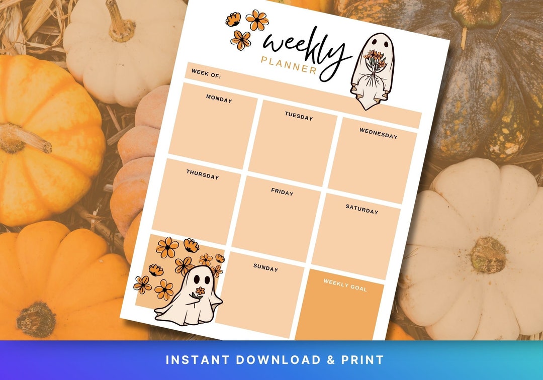 Spooky Cute Ghosts Printable Weekly Planner - Etsy
