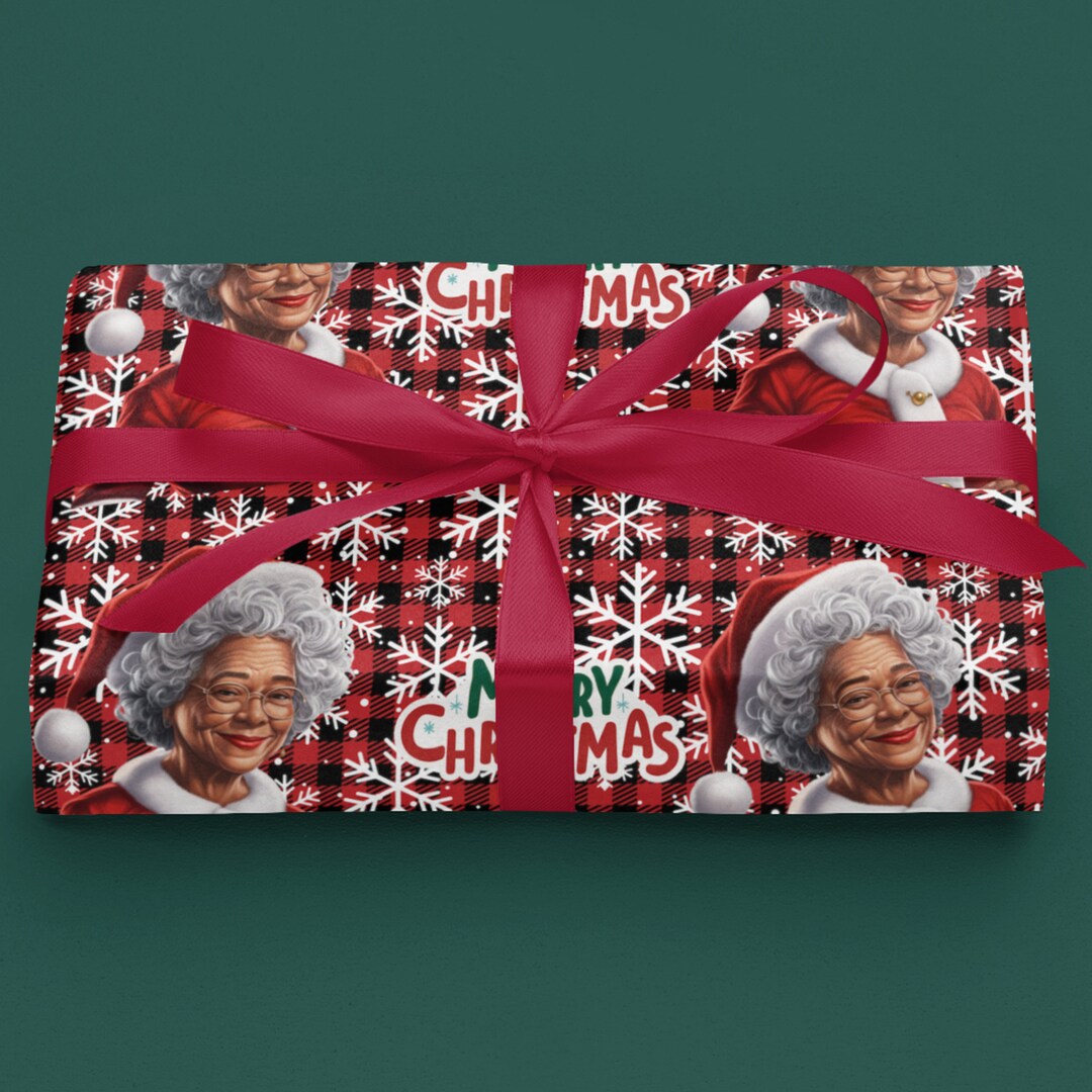 Mrs Claus Wrapping Paper Mrs Claus Christmas Paper Black Santa Gift ...
