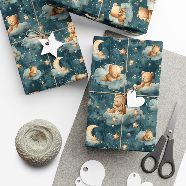 Teddy Bear Wrapping Paper Cute Wrapping Paper Holiday Wrapping Paper ...