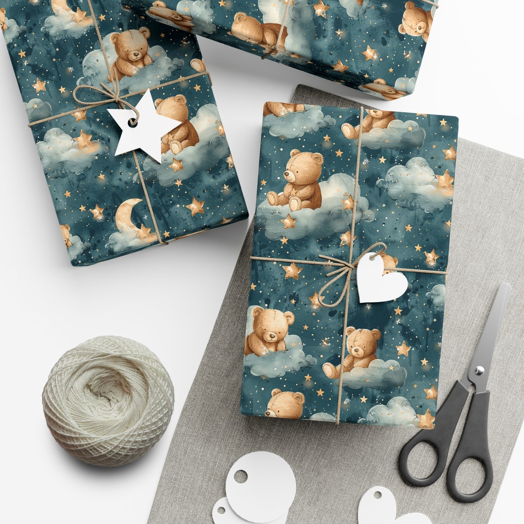 Teddy Bear Wrapping Paper Cute Wrapping Paper Holiday Wrapping Paper ...