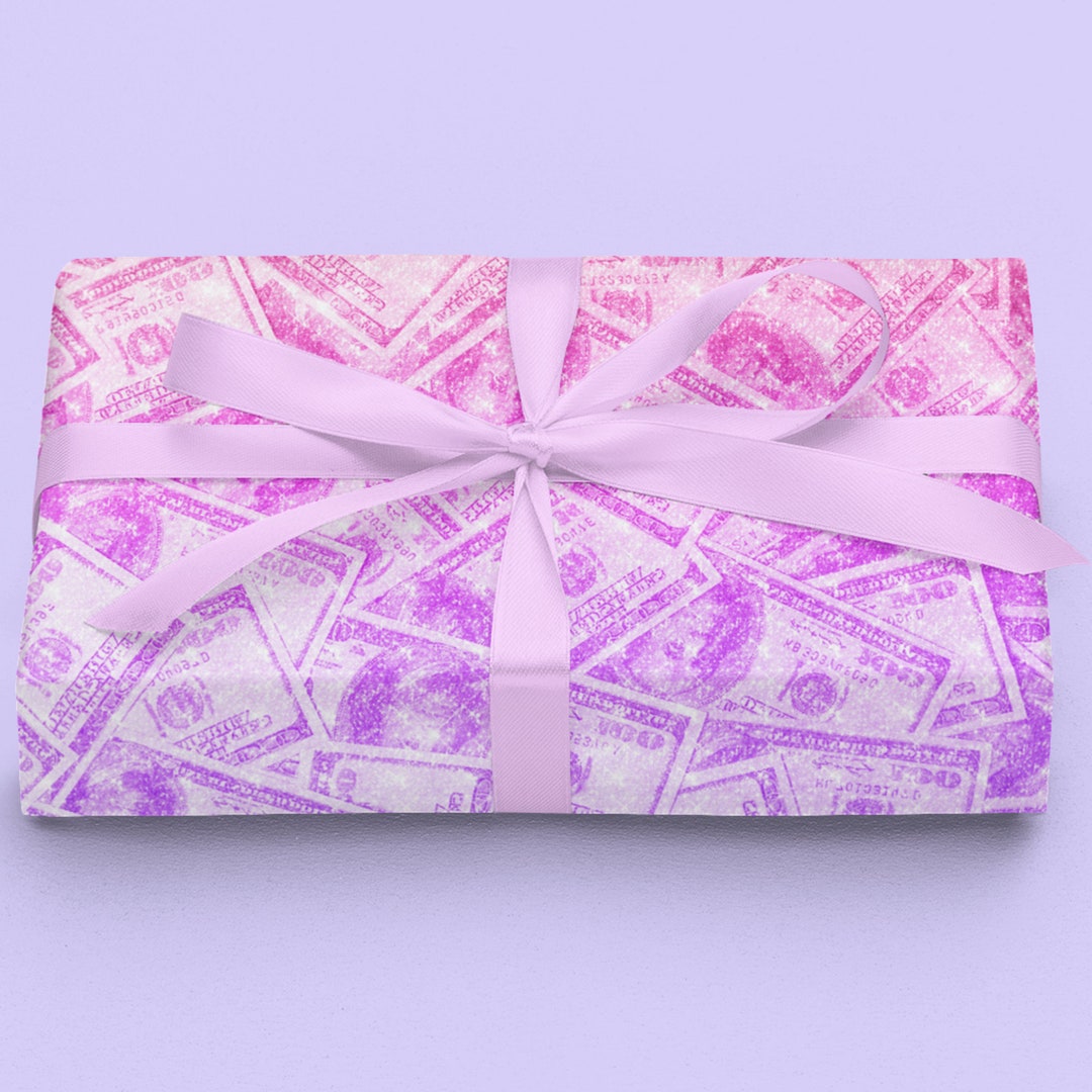 Pink Money Wrapping Paper Christmas Wrapping Paper Glitter Wrapping ...