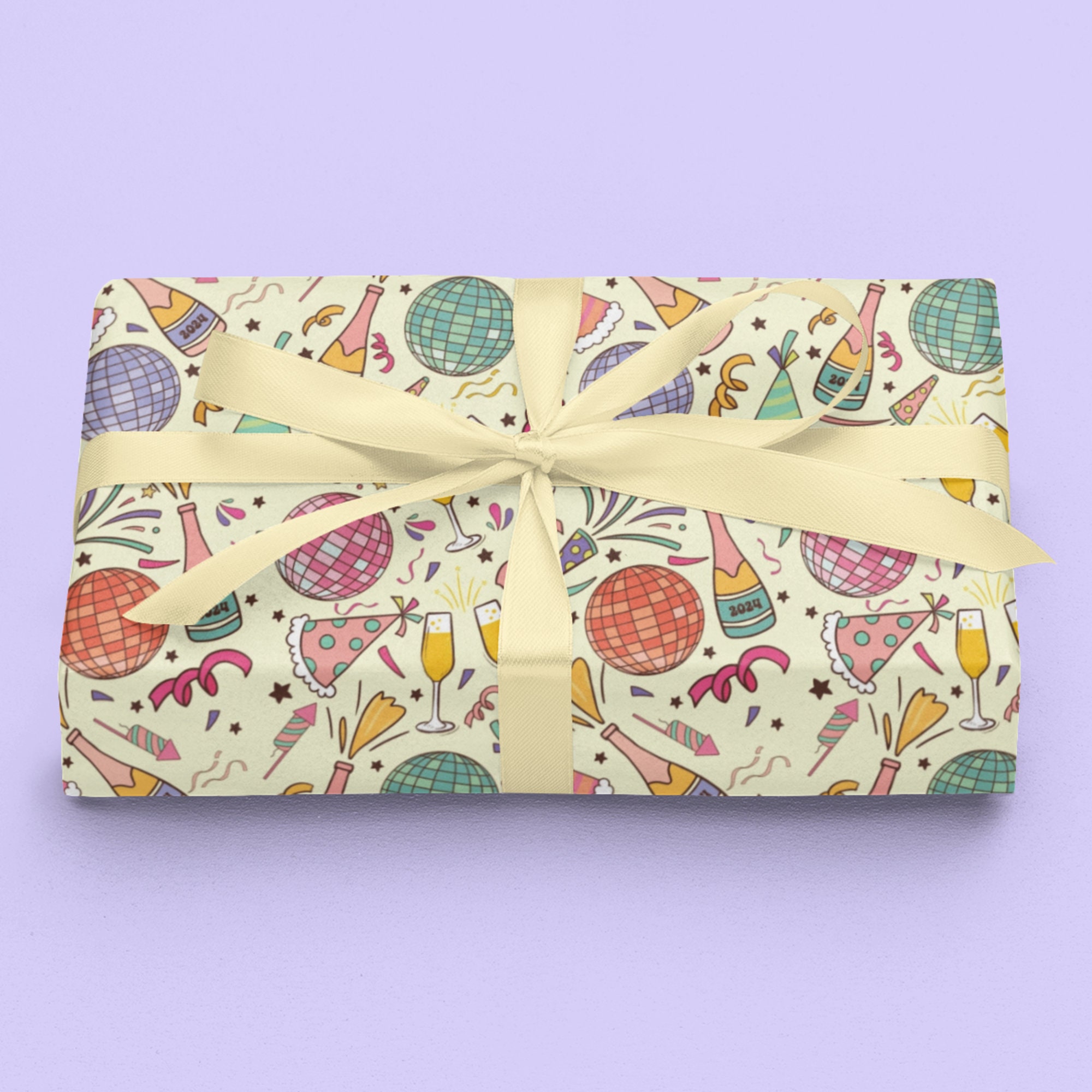 Champagne 2024 Wrapping Paper New Years Gift Wrapping Paper New Years ...