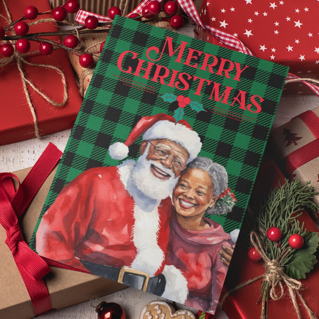 Black Santa Christmas Card Black Santa Greeting Card African American ...