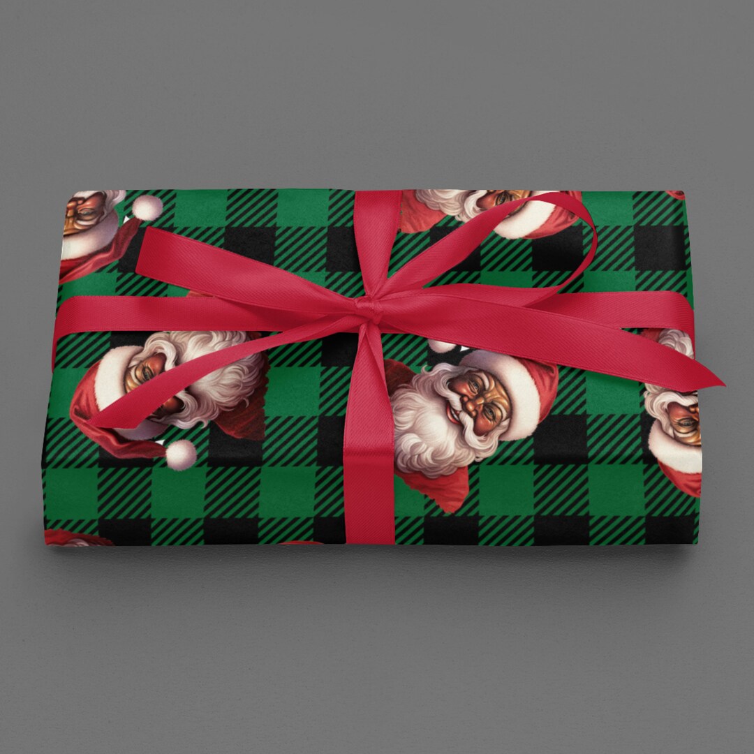 Black Santa Wrapping Paper Black Santa Christmas Paper Black Santa Gift ...