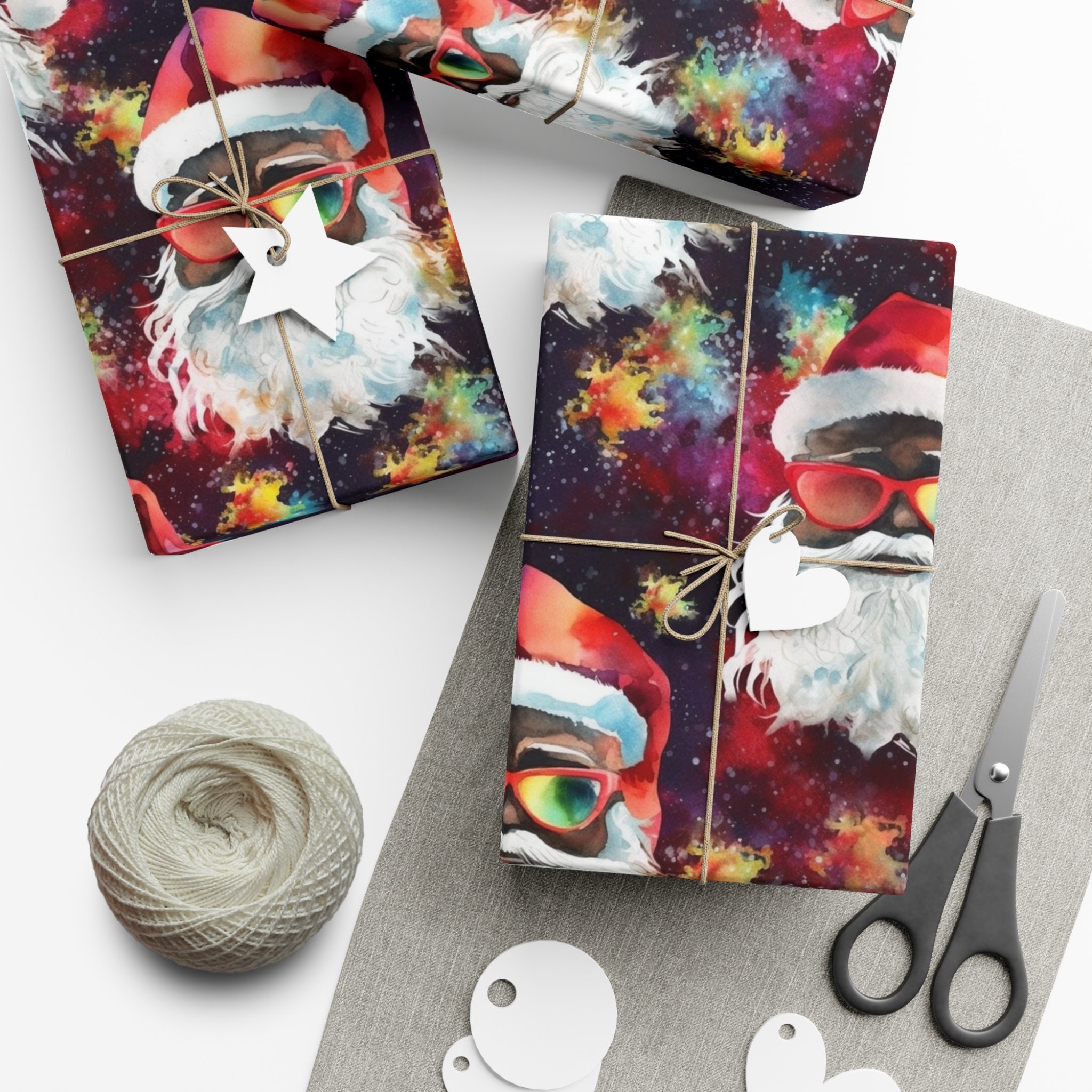 Black Santa Wrapping Paper Black Santa Christmas Paper Black - Etsy