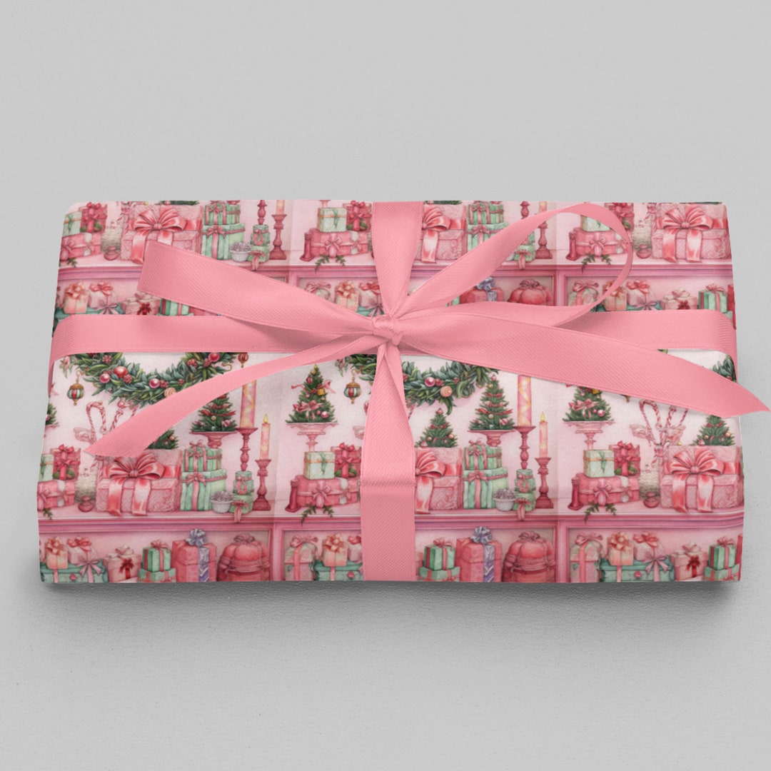 Pink Christmas Wrapping Paper Cute Wrapping Paper Holiday Wrapping ...