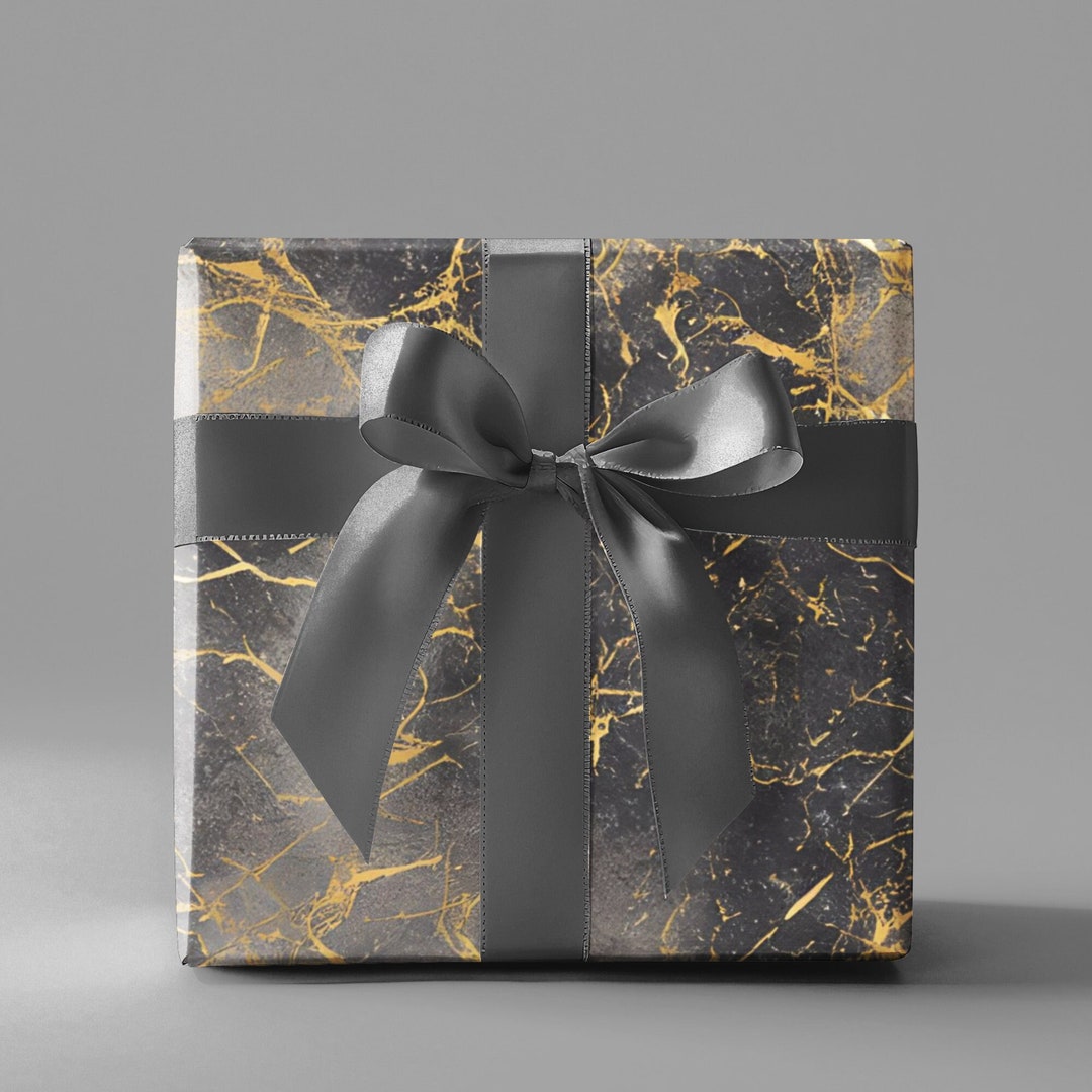 Black Marble Wrapping Paper Marbler Gift Wrap Marble Christmas Wrapping ...