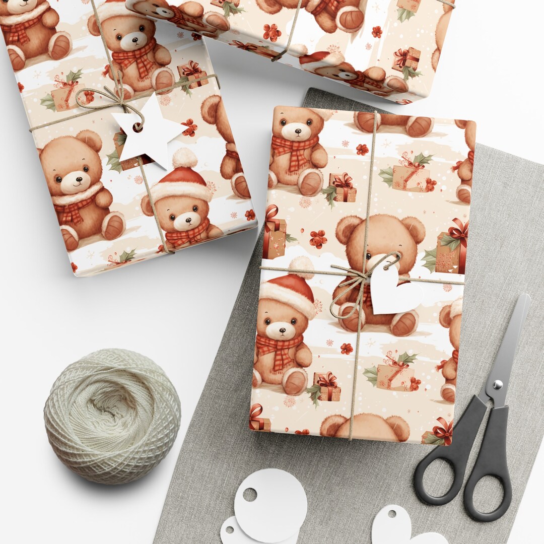 Teddy Bear Wrapping Paper Cute Wrapping Paper Holiday Wrapping Paper ...