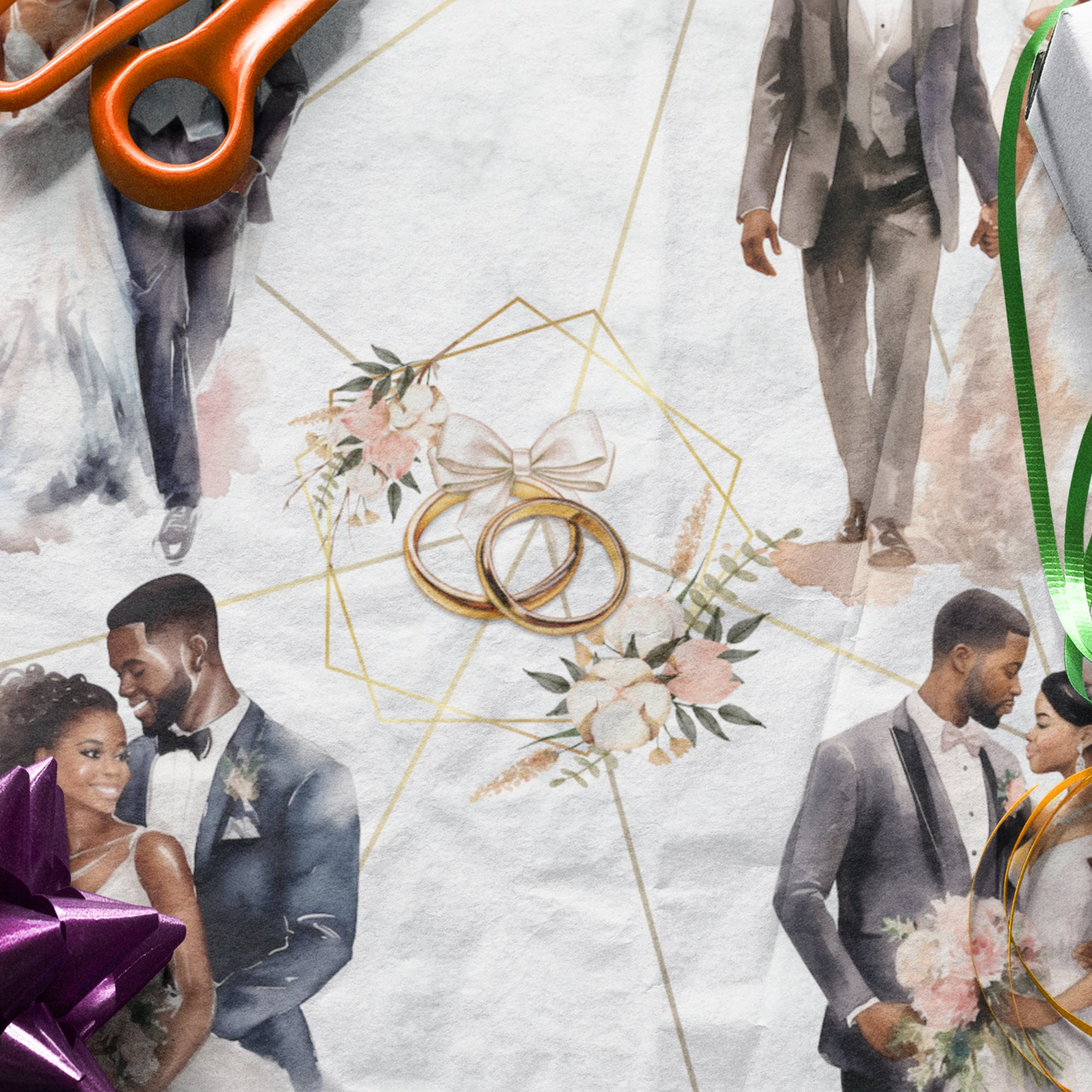 Wedding Wrapping Paper Bridal Shower Wrapping Paper Bridesmaid - Etsy