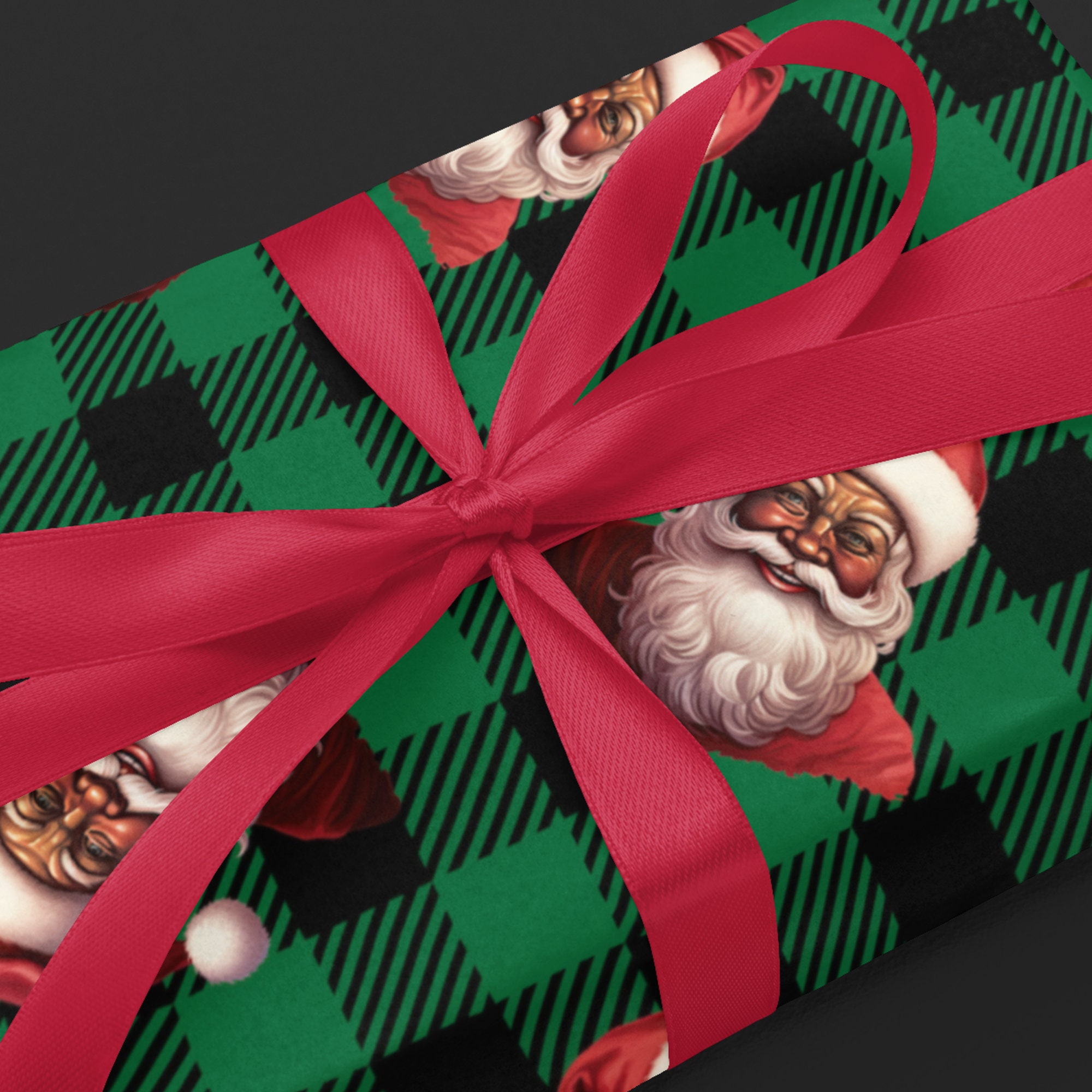 Black Santa Wrapping Paper Black Santa Christmas Paper Black Santa Gift ...