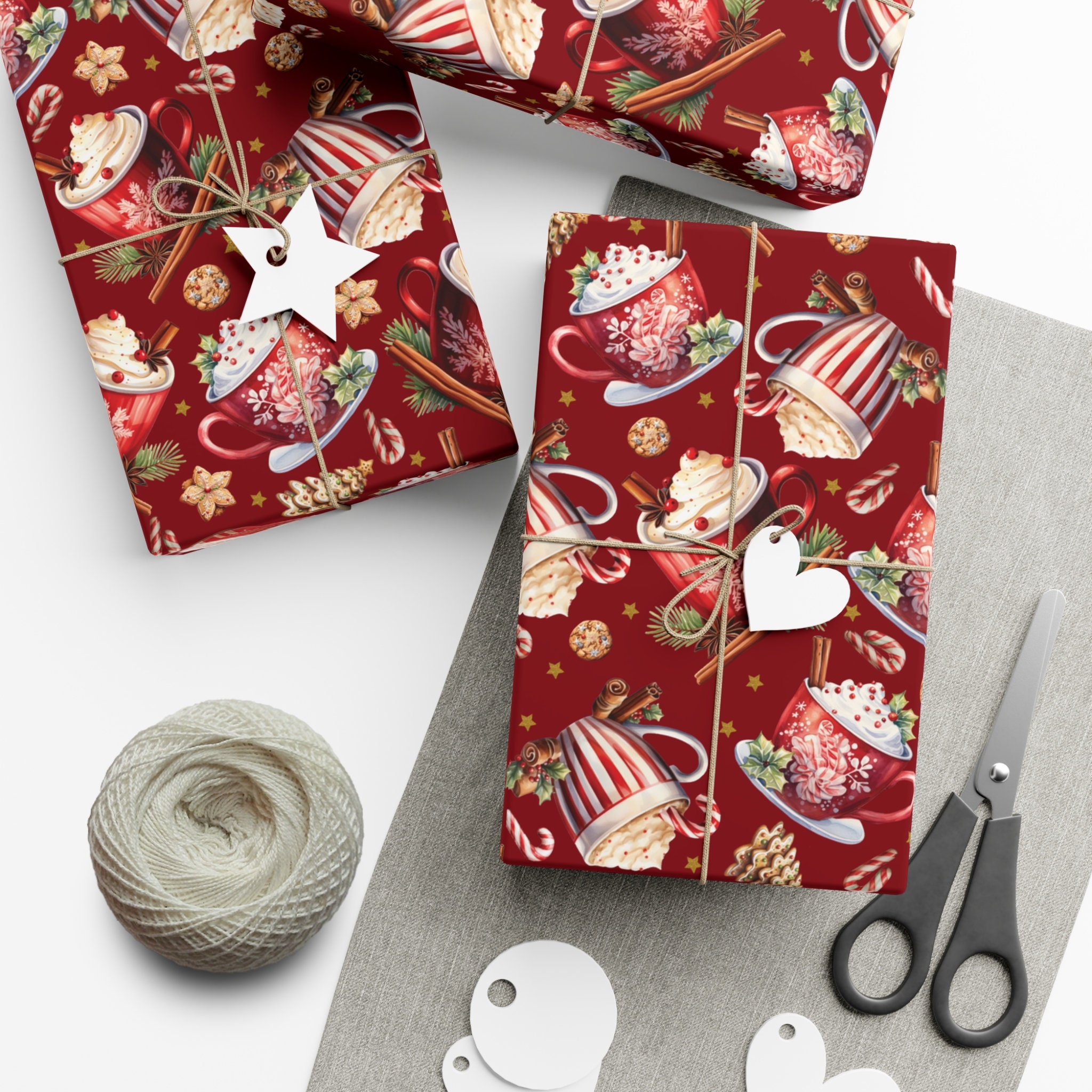 Hot Chocolate Wrapping Paper Cute Wrapping Paper Holiday Wrapping Paper ...