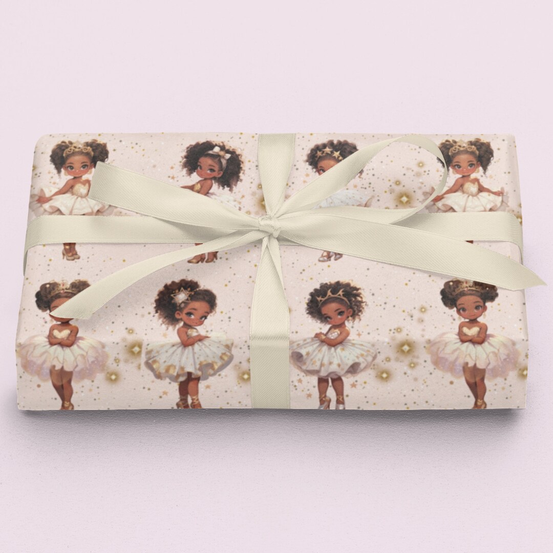 Ballerina Princess Gift Wrap Black Girl Wrapping Paper African American ...