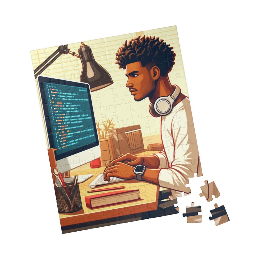 The Coder Puzzle African American Puzzle Black Man Puzzle Fun Activity ...