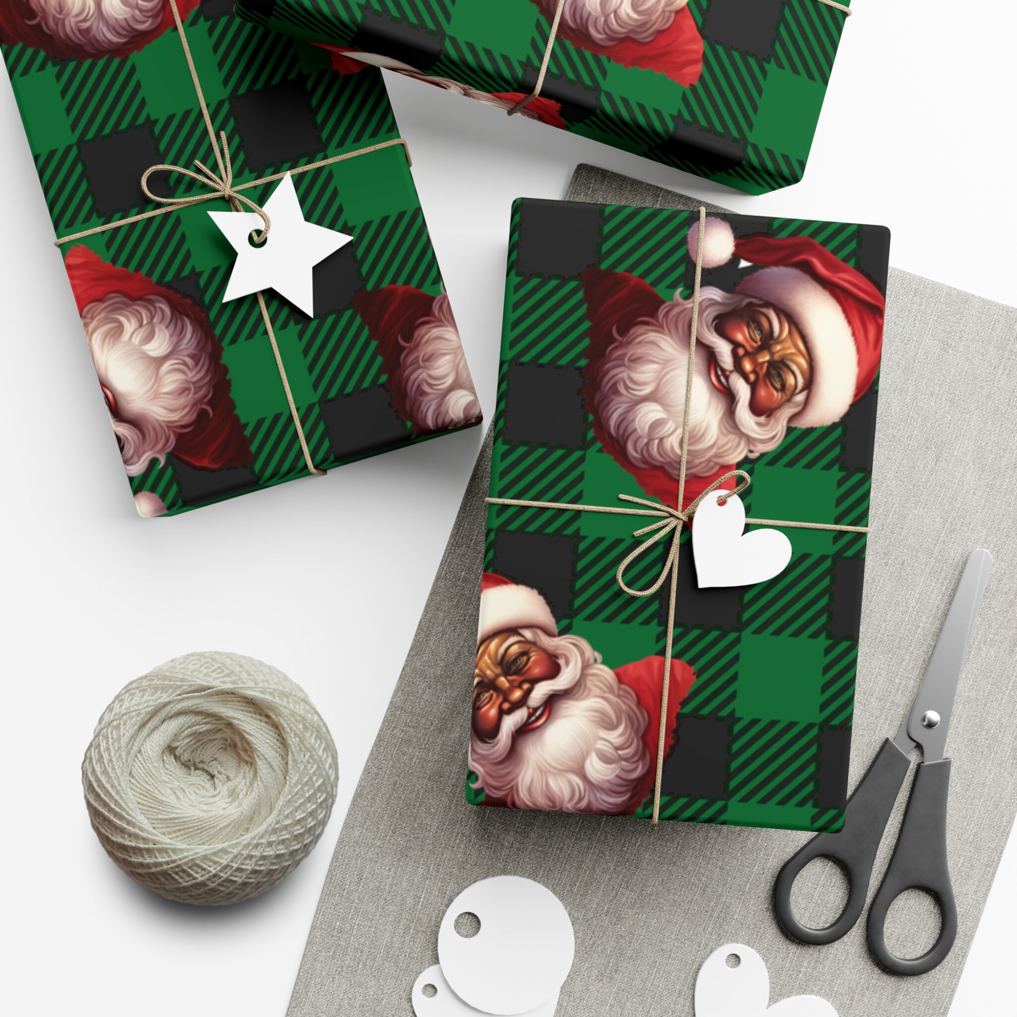 Black Santa Wrapping Paper Black Santa Christmas Paper Black - Etsy