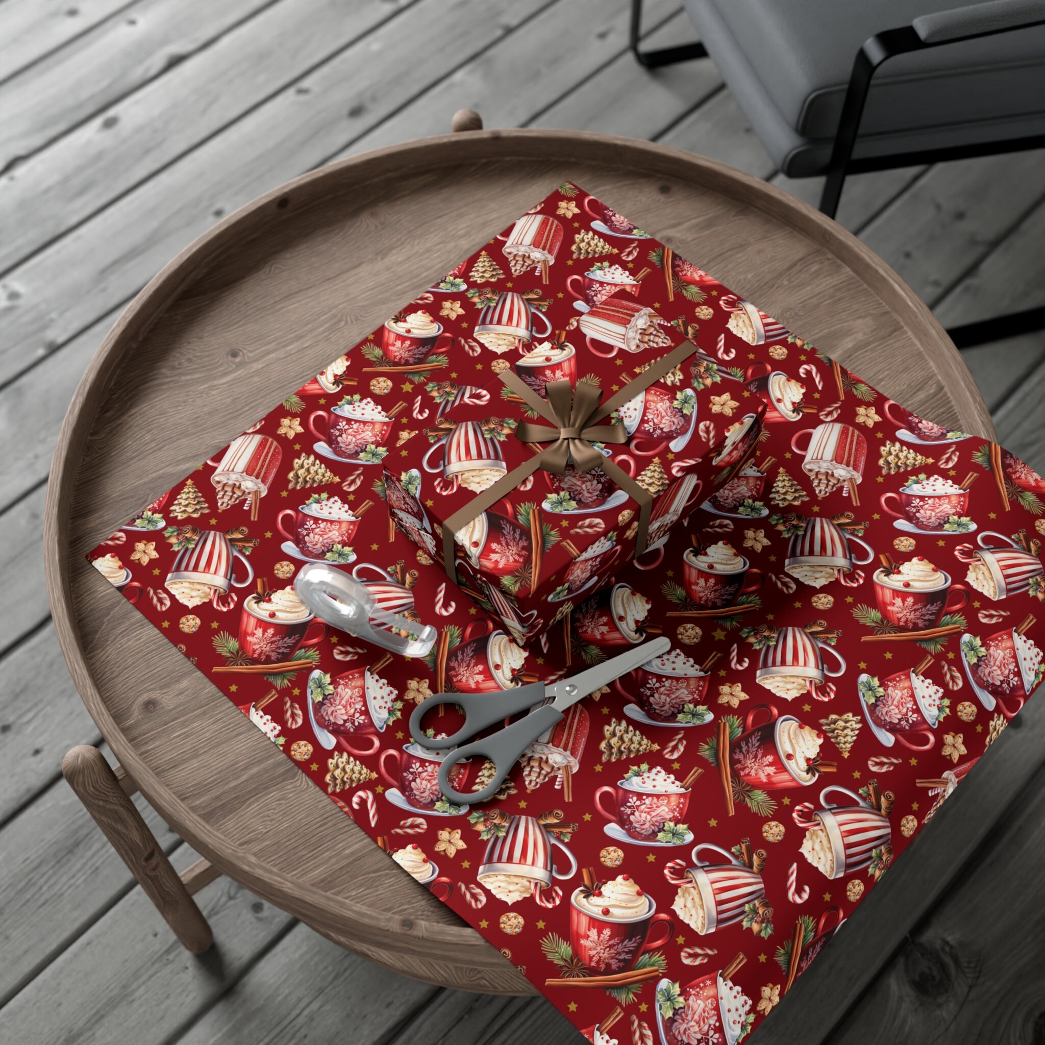 Hot Chocolate Wrapping Paper Cute Wrapping Paper Holiday Wrapping Paper ...