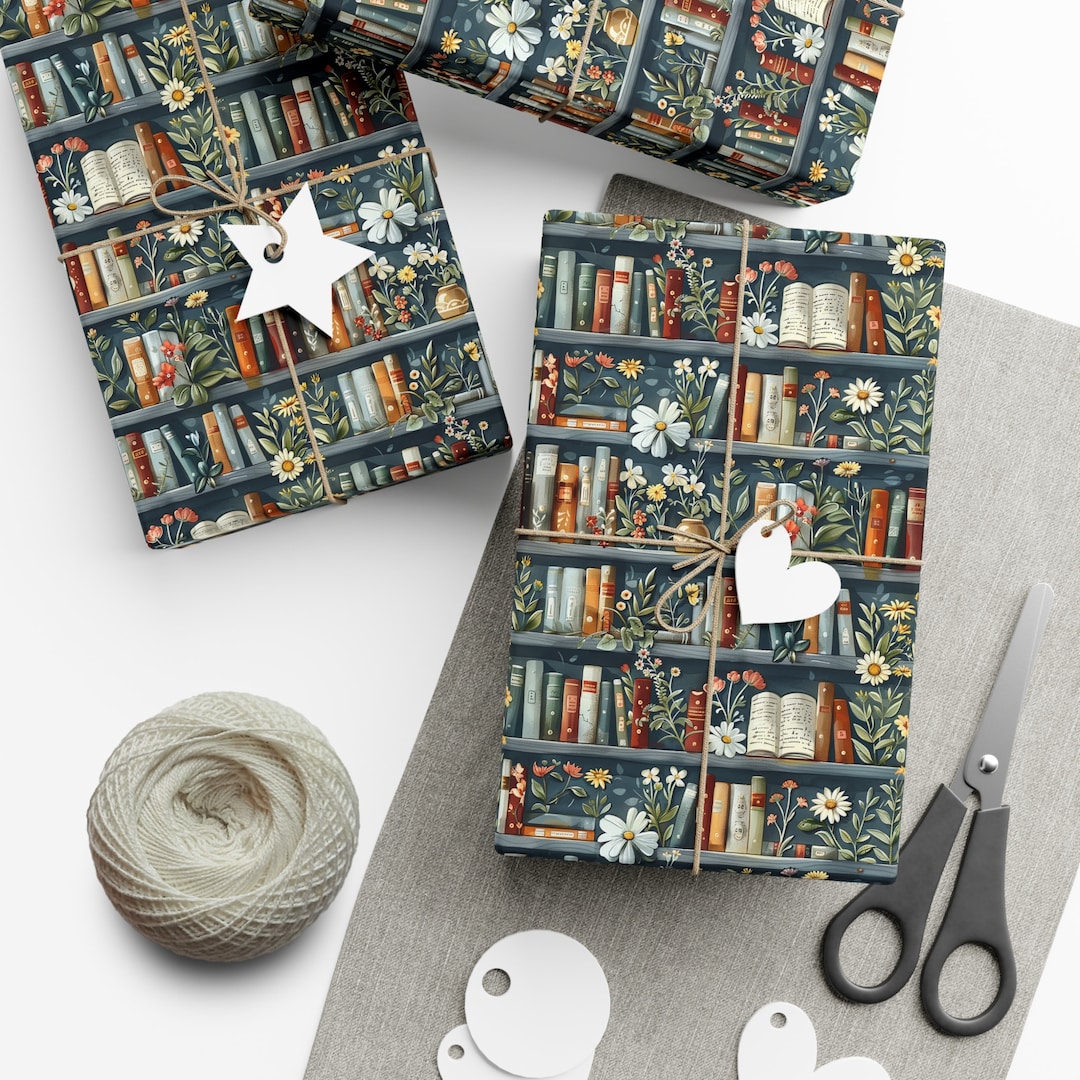 Books Wrapping Paper Booktrovert Wrapping Paper Christmas Wrapping ...