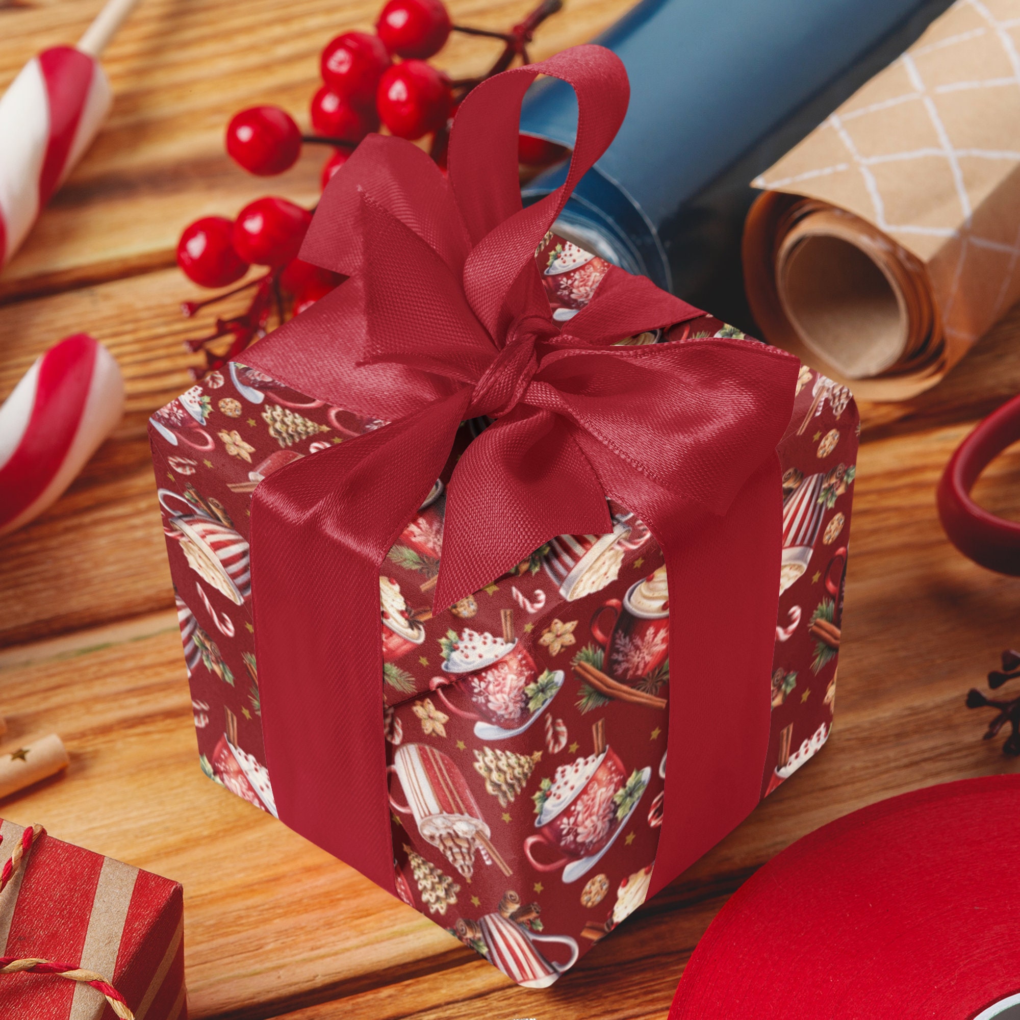 Hot Chocolate Wrapping Paper Cute Wrapping Paper Holiday Wrapping Paper ...