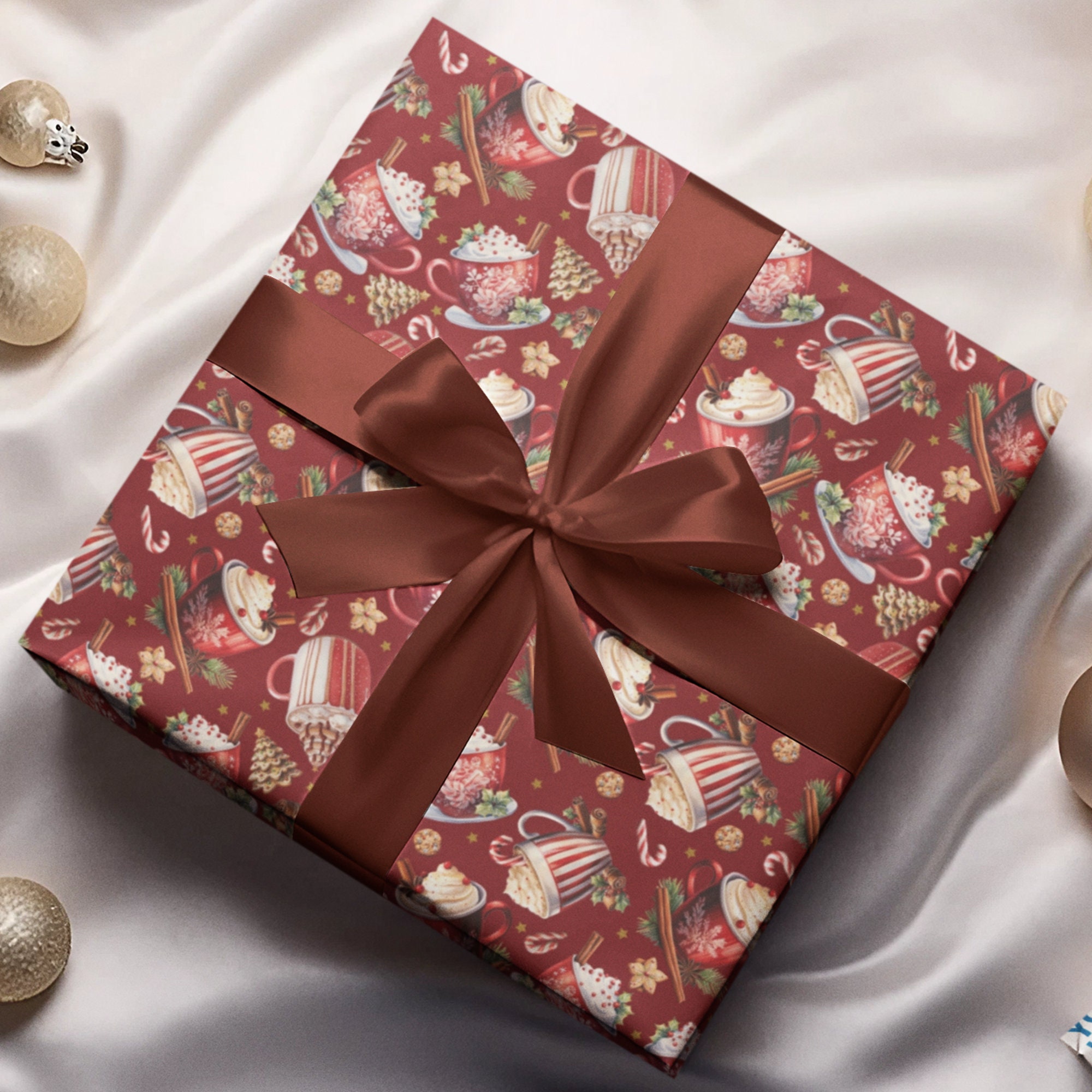 Hot Chocolate Wrapping Paper Cute Wrapping Paper Holiday Wrapping Paper ...