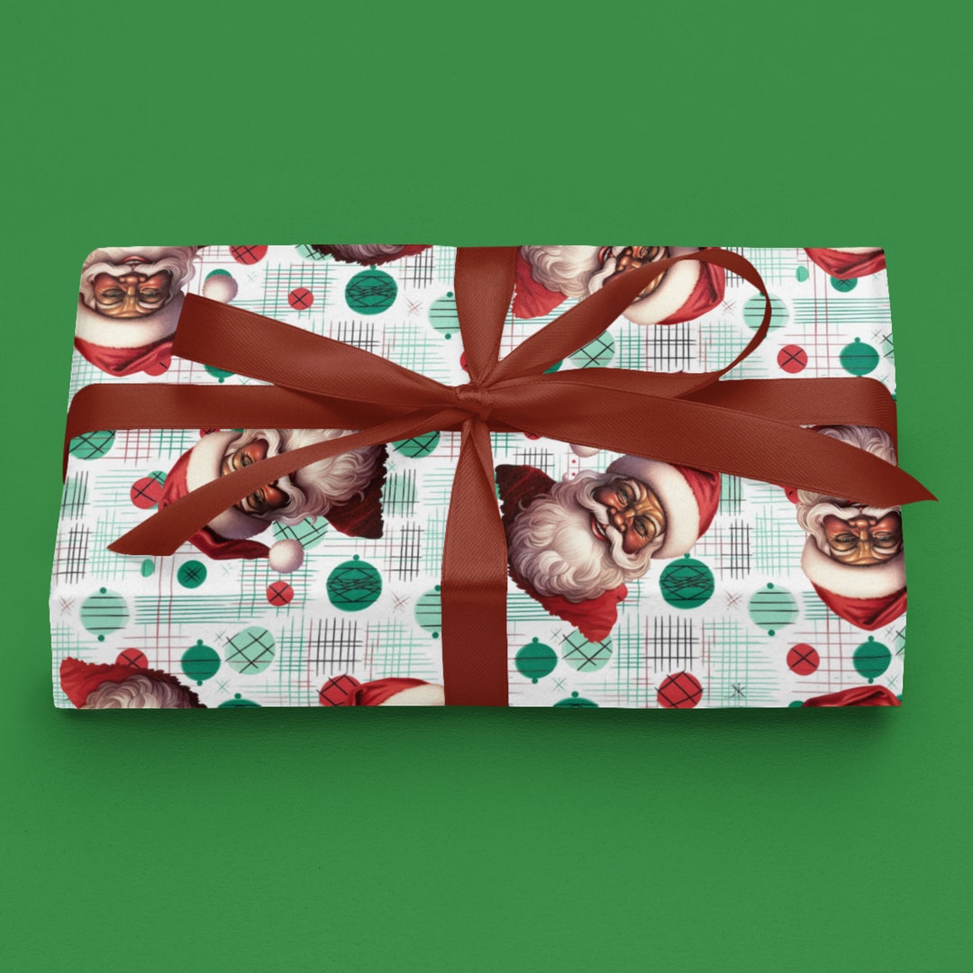 Black Santa Wrapping Paper Black Santa Christmas Paper Black Santa Gift ...